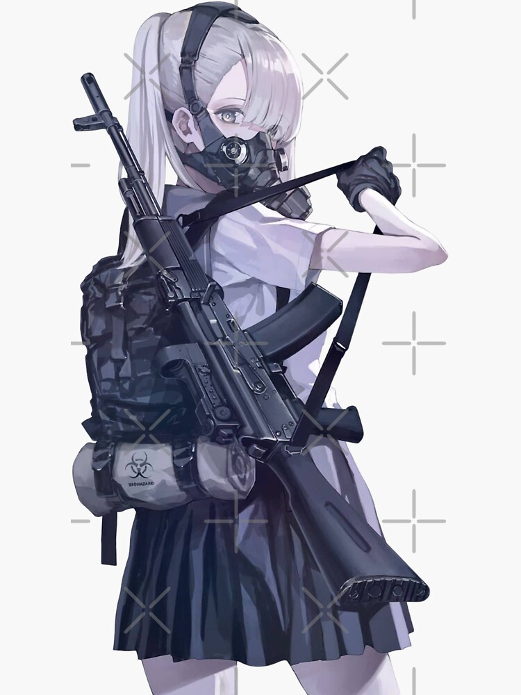 "Anime Girl Gun" Sticker for Sale by kittiescuties | Redbubble