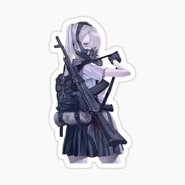 "Anime Girl Gun" Sticker for Sale by kittiescuties | Redbubble