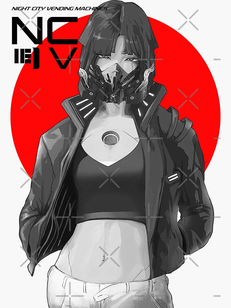"Cyberpunk Cyborg Gas Mask Girl Modern Urban Style" Sticker for Sale by ...