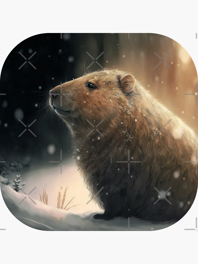 "Snowy Capybara Winter Scene" Sticker for Sale by CapybaraCentral ...