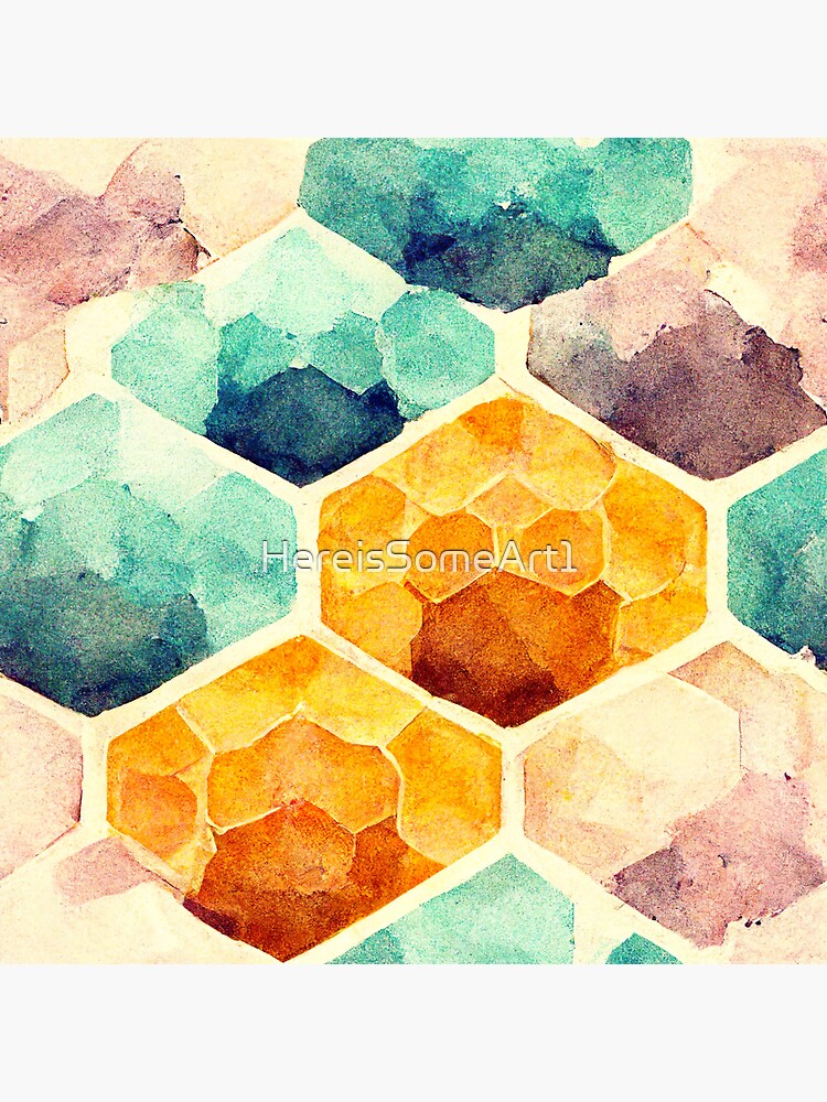"Watercolor Honeycomb Pattern 2" Sticker for Sale by HereisSomeArt1 ...