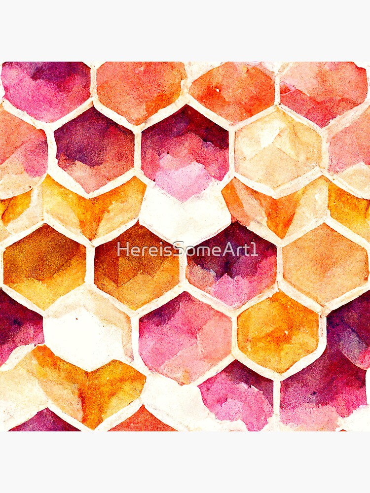 "Watercolor Honeycomb Pattern 4" Sticker for Sale by HereisSomeArt1 ...