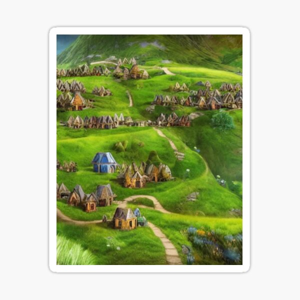 "Landscape Fantasy Village " Sticker for Sale by SquirrelPants87 ...