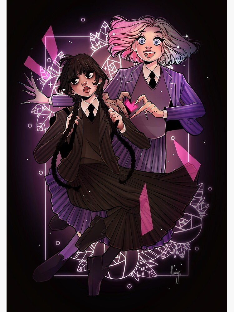 Wednesday Thing And Enid Fan Art Postcard By Sumiyaart Redbubble