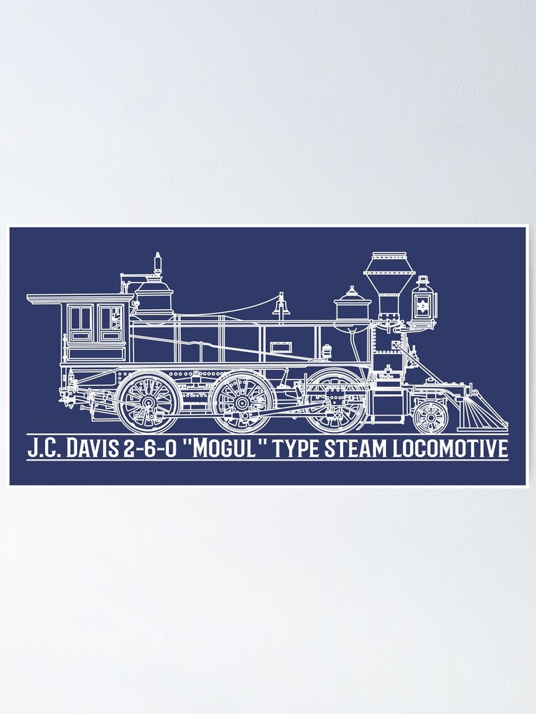 "J C Davis 2-6-0 Mogul Type Steam Locomotive Blueprint Diagram Gift ...
