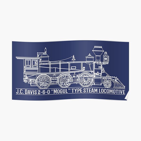 "J C Davis 2-6-0 Mogul Type Steam Locomotive Blueprint Diagram Gift ...