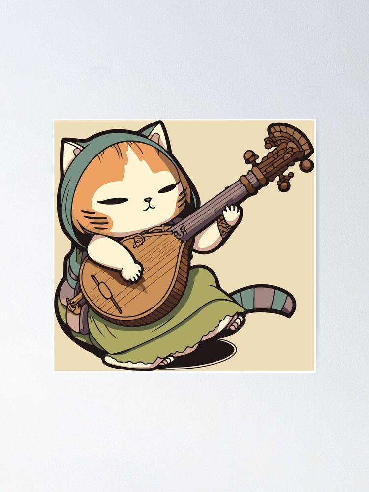"Chibi Bard Cat" Poster for Sale by fantasy-cats | Redbubble