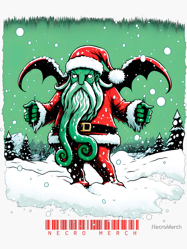 "Santa Cthulhu - Necro Merch" Sticker for Sale by NecroMerch | Redbubble