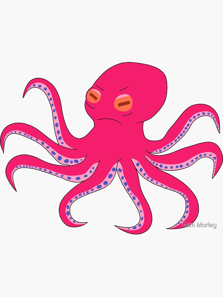 "Angry Pink Octopus" Sticker for Sale by TaigaDesigns | Redbubble