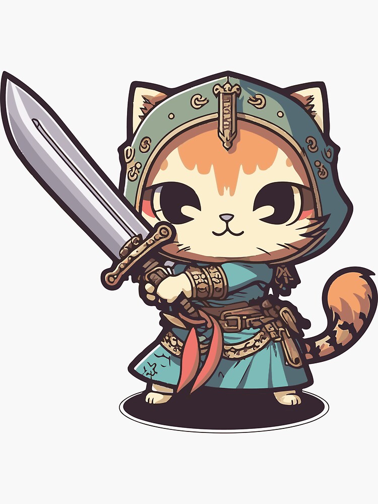 "Chibi Paladin Cat" Sticker for Sale by fantasy-cats | Redbubble