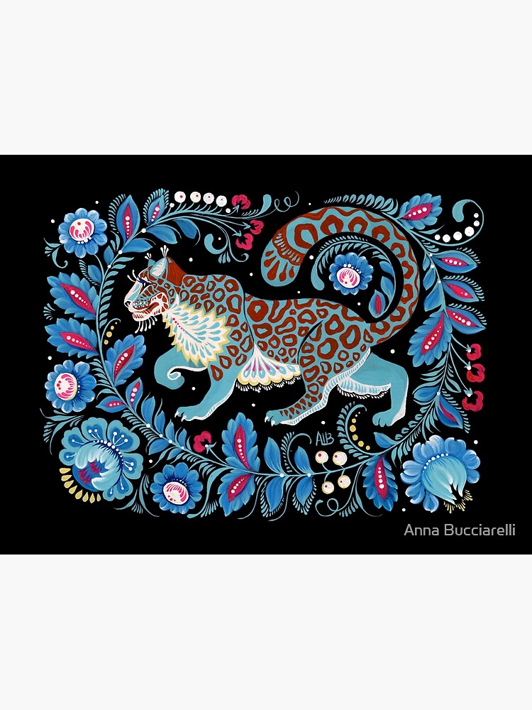 "Snow Leopard Folk Art " Poster for Sale by annabucciarelli | Redbubble