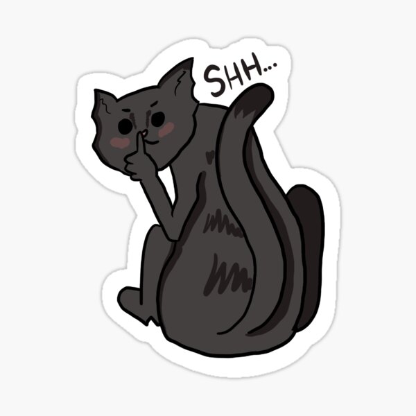 "Grey Cat Saying SHH" Sticker for Sale by astrzo | Redbubble