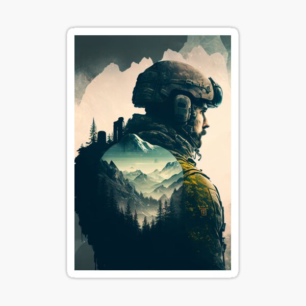 "Soldier Double Exposure" Sticker for Sale by TortillaChief | Redbubble