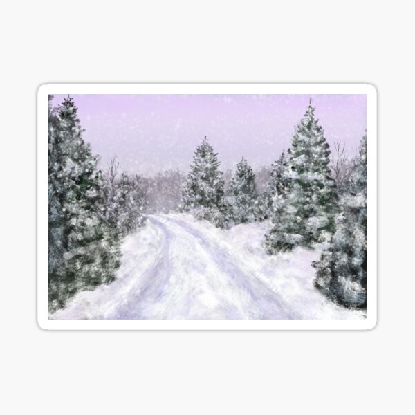 "A snowy forest road" Sticker for Sale by J-KAP | Redbubble