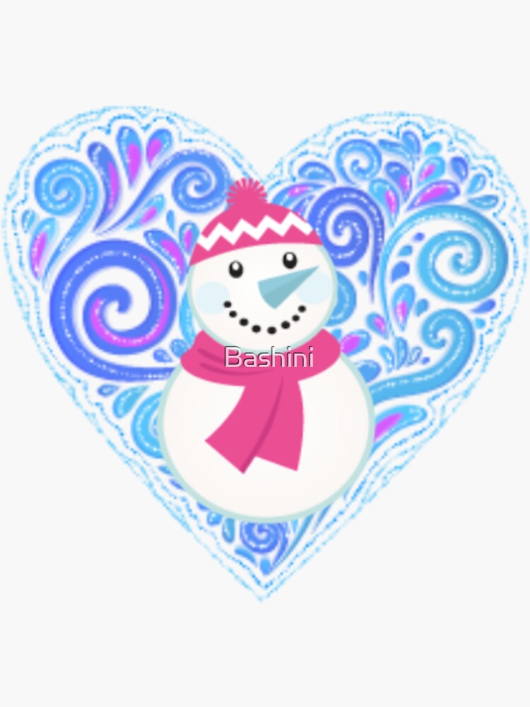 "Funny Snowman With Mustache And Carrot" Sticker for Sale by Bashini ...