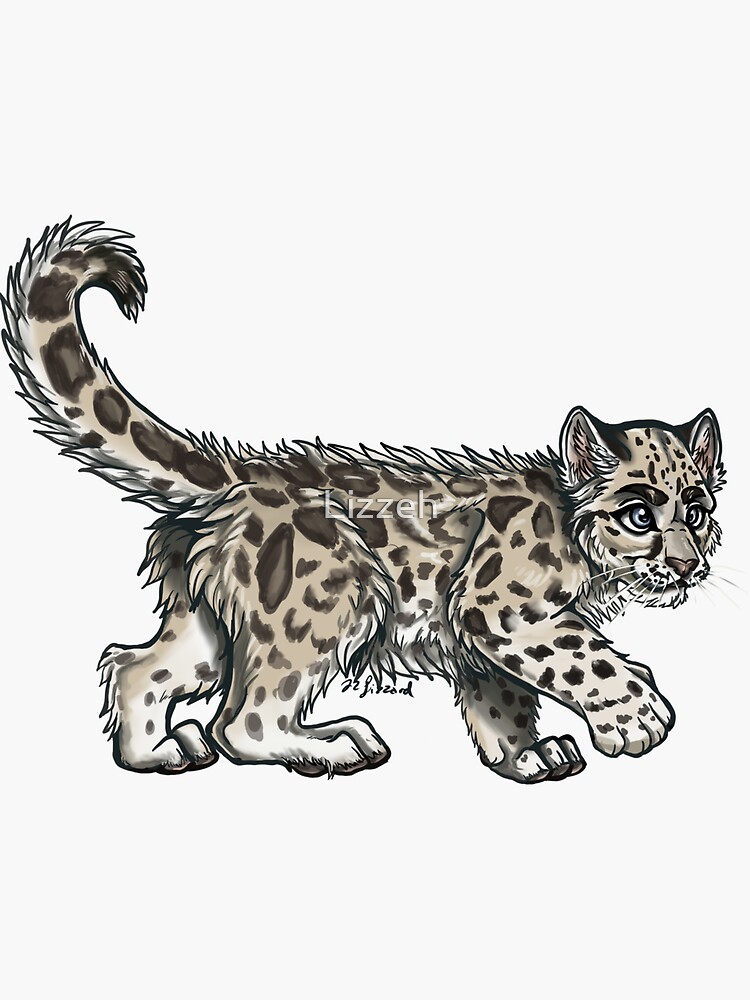 Snow Leopard Cub No Bg Sticker For Sale By Lizzeh Redbubble