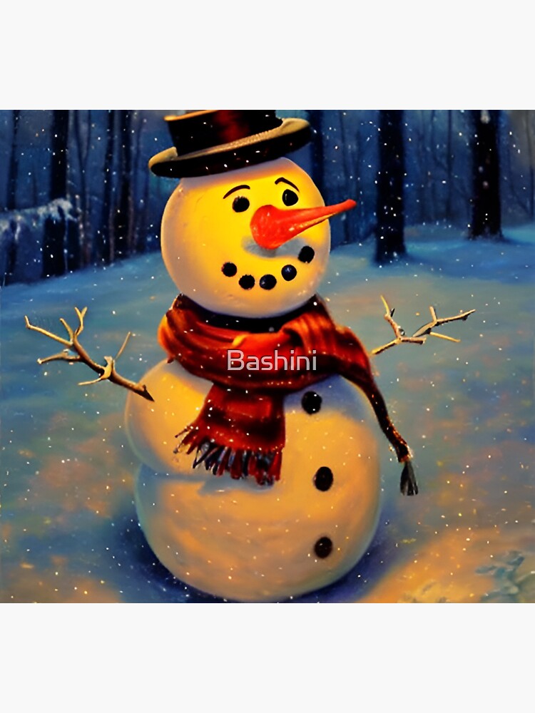 "Funny Snowman With Mustache And Carrot" Sticker for Sale by Bashini ...