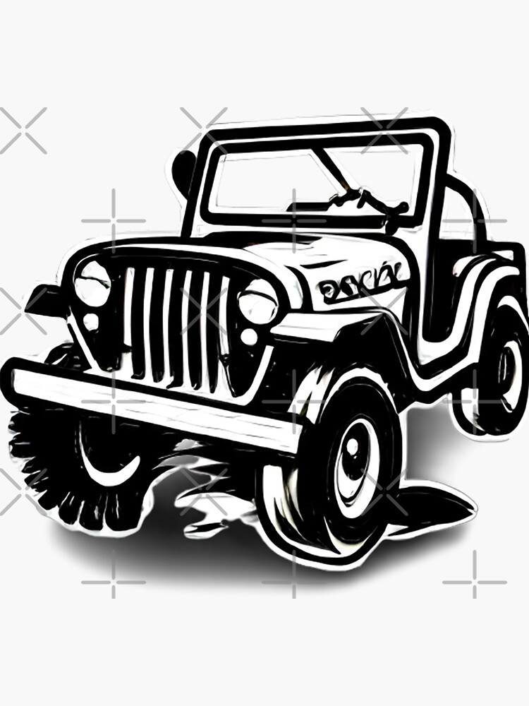 "Black and white military jeep logo art print" Sticker for Sale by ...