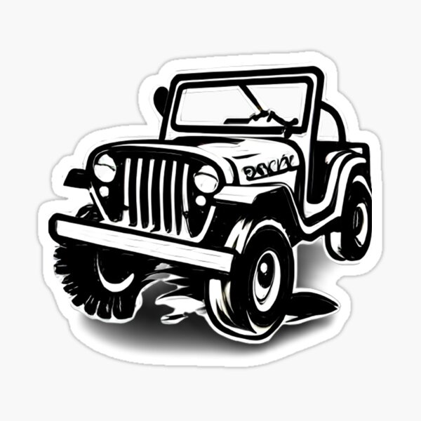 "Black and white military jeep logo art print" Sticker for Sale by ...