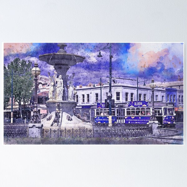 "Alexandra Fountain and Tourist Tram - Artists Watercolor and Sketch ...