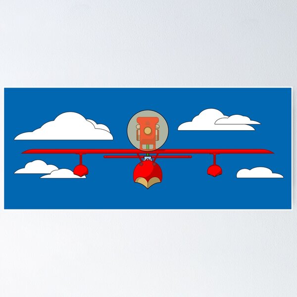 "Crimson Pig Red Plane " Poster for Sale by Bodonand | Redbubble