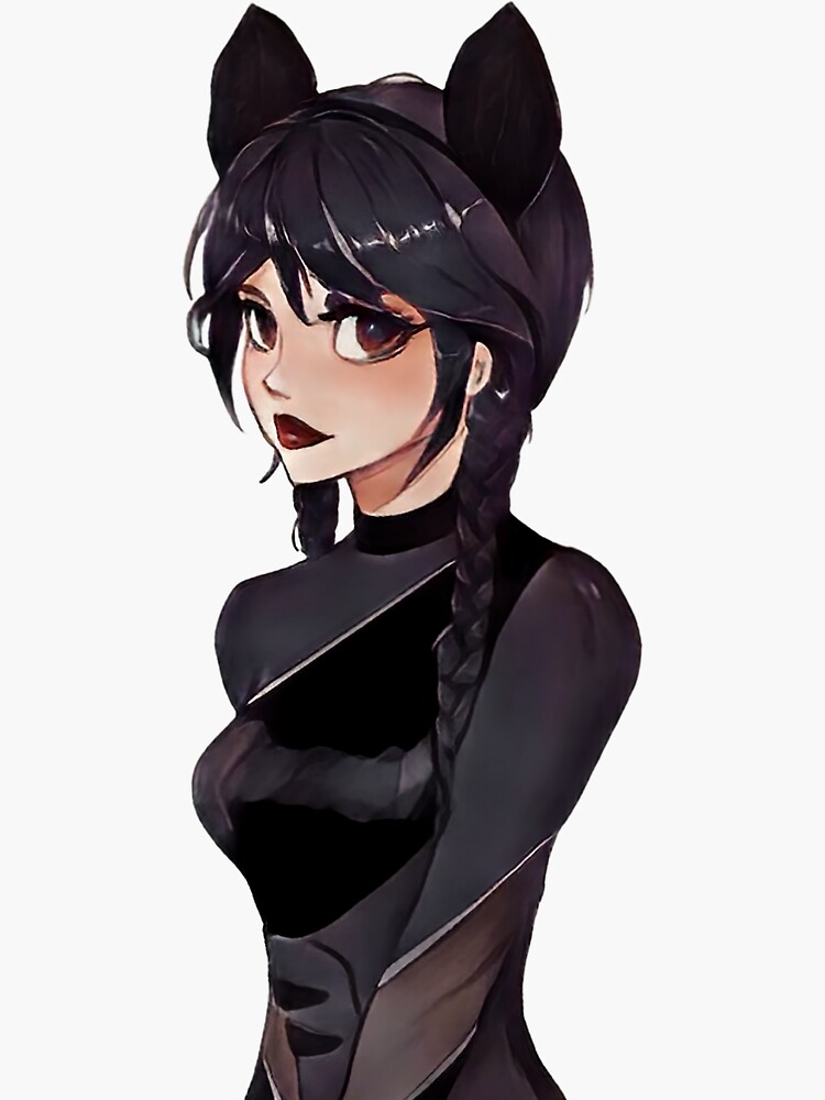 "Wednesday Addams Jenna Ortega inCat Custome | Animated Fanart" Sticker ...