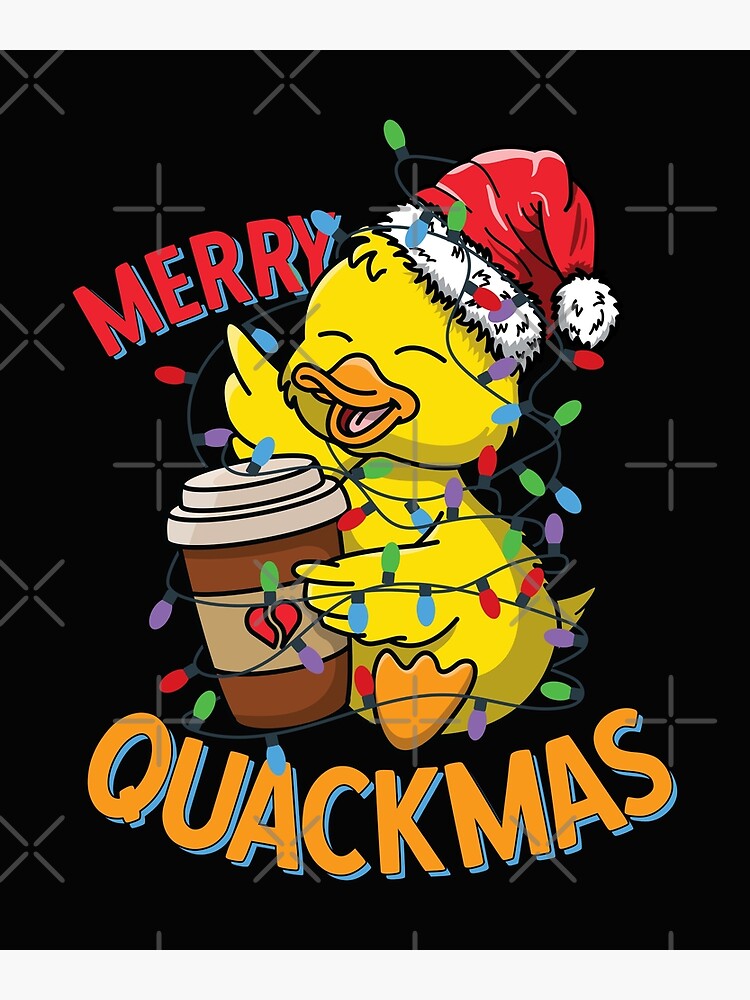 "Merry Quackmas | Yellow Santa Duck Tangled Up In Christmas Lights ...