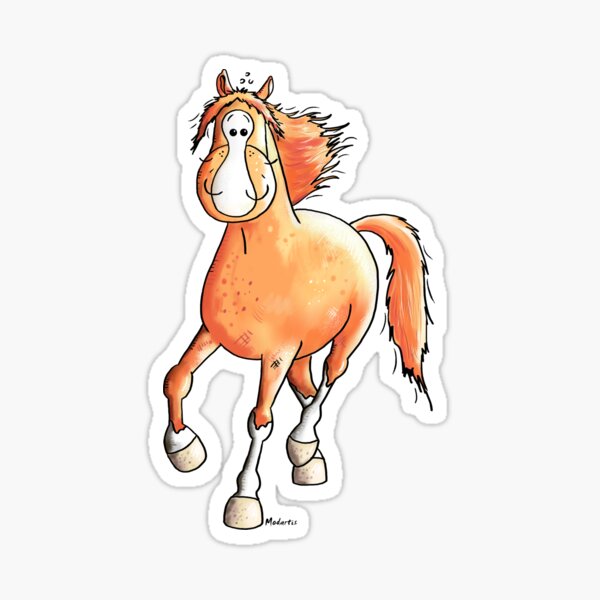 "Running chestnut horse - Gift - Cartoon - Horses" Sticker by modartis ...