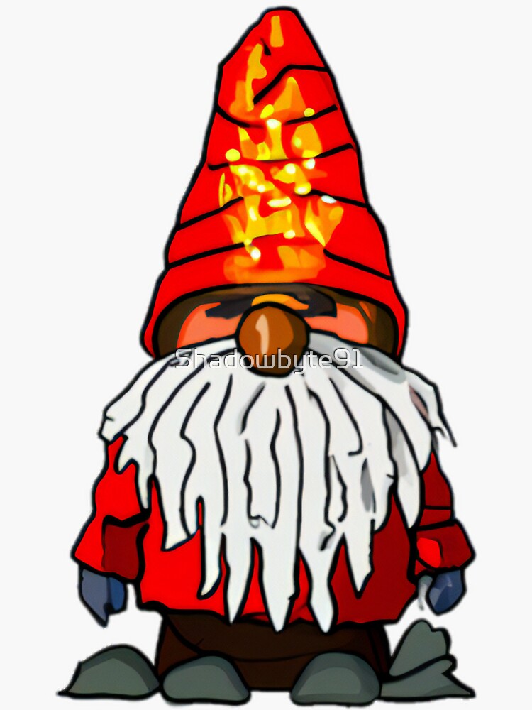 "Fire Gnome Doodle" Sticker for Sale by Shadowbyte91 | Redbubble