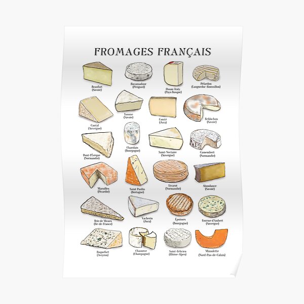 "French Cheese Chart" Poster for Sale by Highdown73 | Redbubble