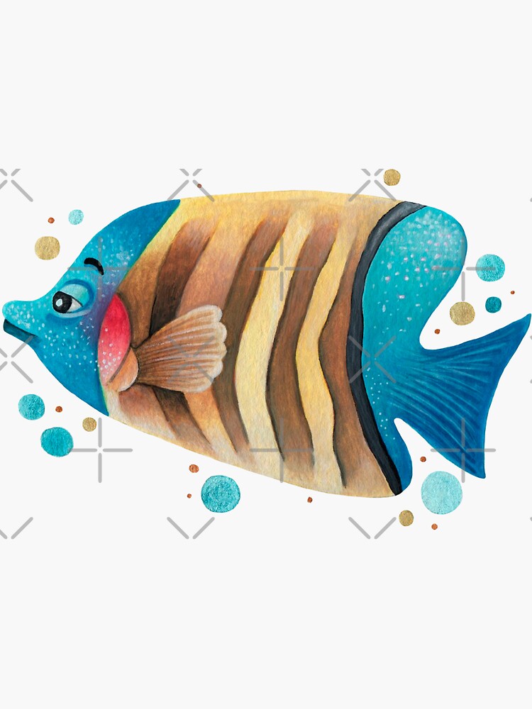 "Blue fish" Sticker for Sale by adeillustrator | Redbubble