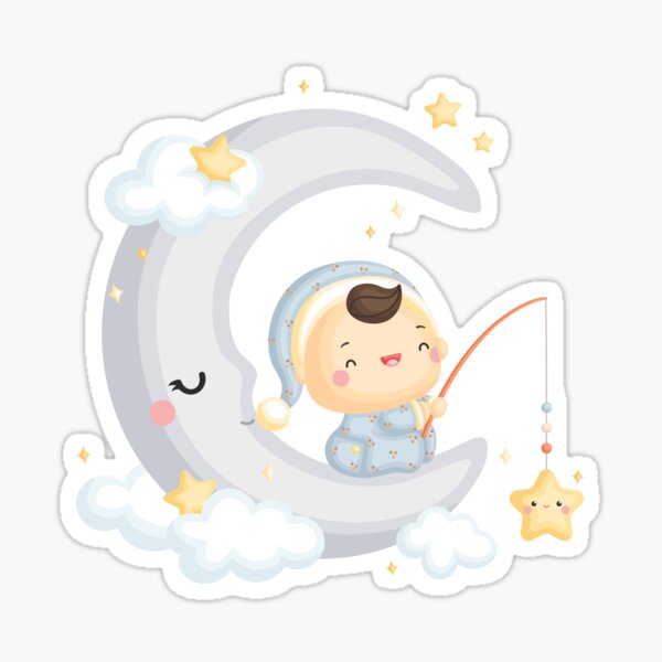 "Baby boy on the moon" Sticker for Sale by KOTOdesign | Redbubble