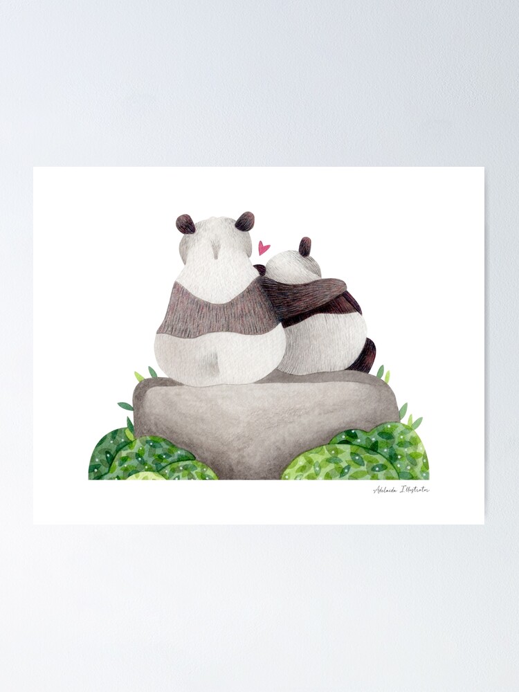 "Pandas in love" Poster for Sale by adeillustrator | Redbubble