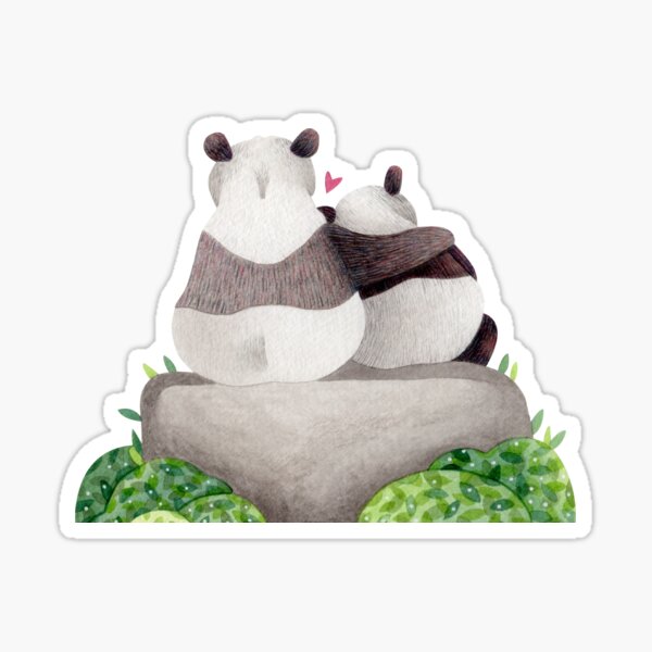 "Pandas in love" Sticker for Sale by adeillustrator | Redbubble