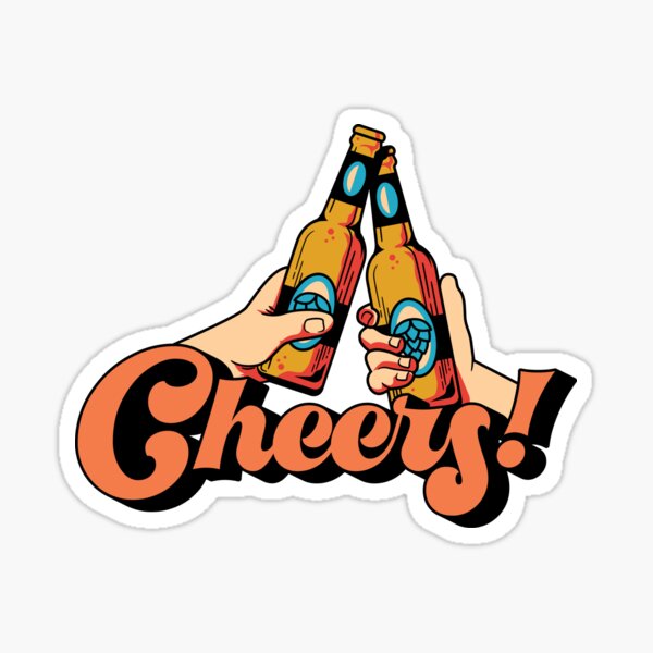 "Beer Drinking Cheers Retro" Sticker for Sale by faizaart | Redbubble