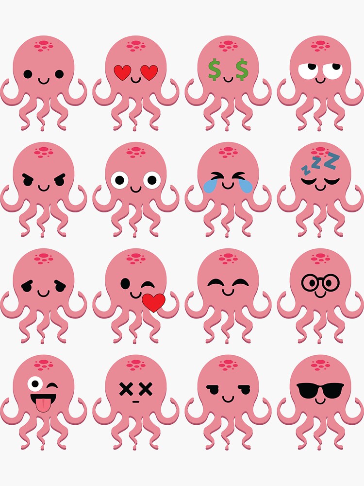 "Octopus Emoji " Sticker by HippoEmo | Redbubble