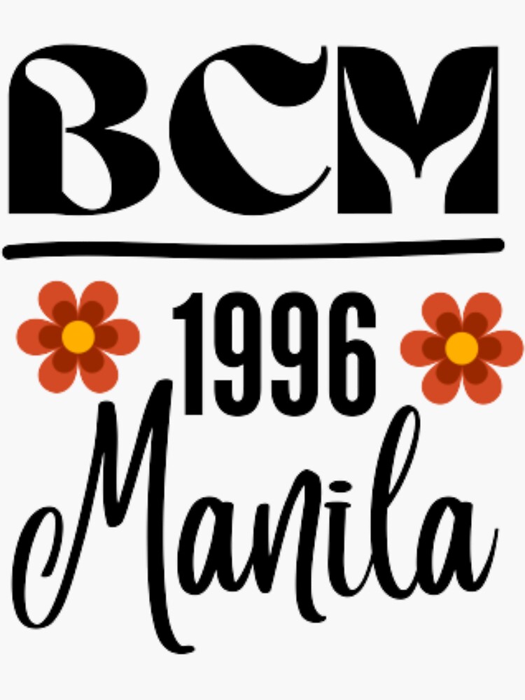 "Bcm 1996 Manila - Black & White Typography " Sticker for Sale by ...