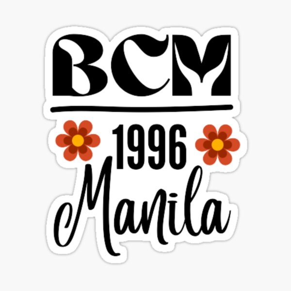"Bcm 1996 Manila - Black & White Typography " Sticker for Sale by ...