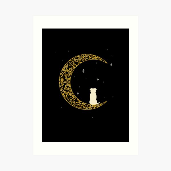 "Crescent moon tribal white american pitbull terrier" Art Print for ...