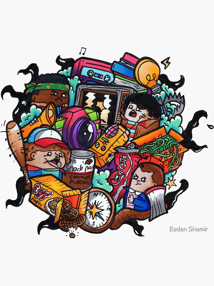 "Stranger Things Doodle" Sticker for Sale by EadanShamir | Redbubble
