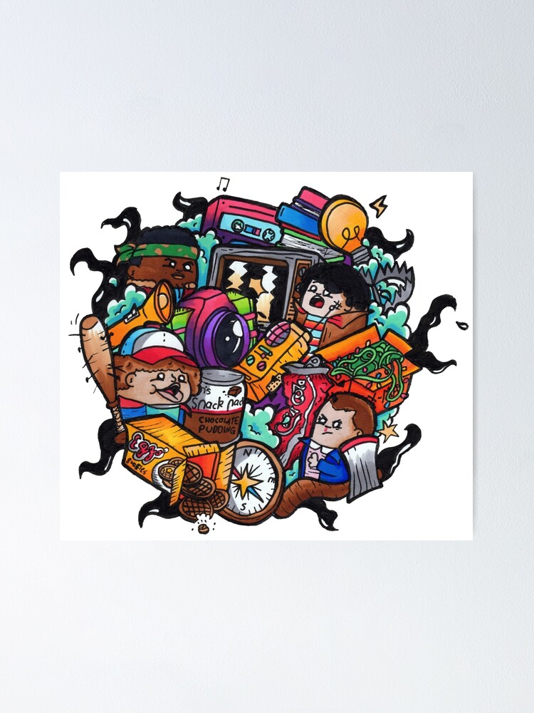 "Stranger Things Doodle" Poster by EadanShamir | Redbubble