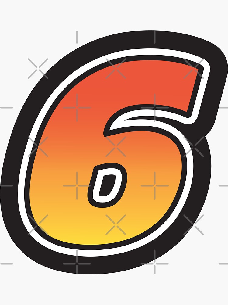 "Number Six 6 Gradient Yellow Orange 3 Stroke" Sticker for Sale by ...