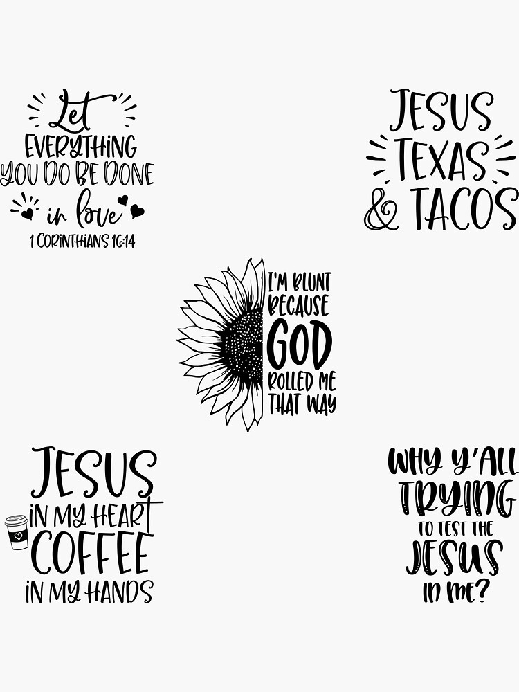 "Cute Christian Sayings Scripture Quote Pack" Sticker for Sale by Cross ...