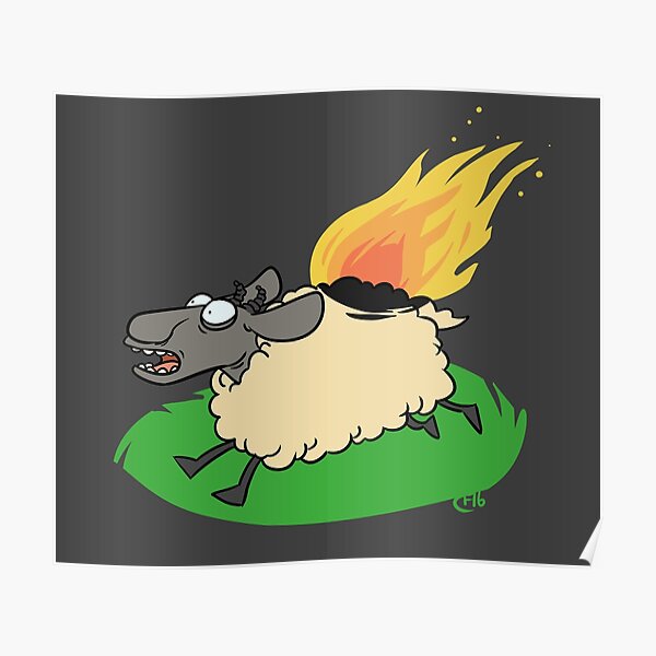 "Flaming Sheep (White)" Poster for Sale by Crownflame | Redbubble