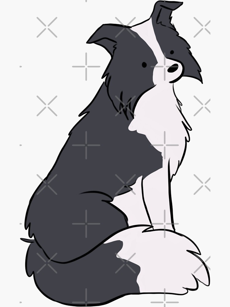 "cute border collie dog - border collie illustration " Sticker for Sale ...