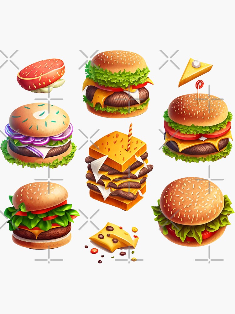 "Burgers Sticker Pack" Sticker for Sale by stickertopic | Redbubble