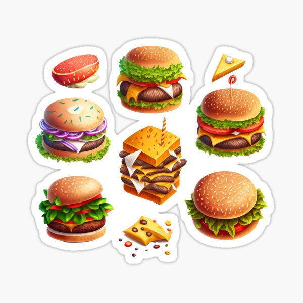 "Burgers Sticker Pack" Sticker for Sale by stickertopic | Redbubble