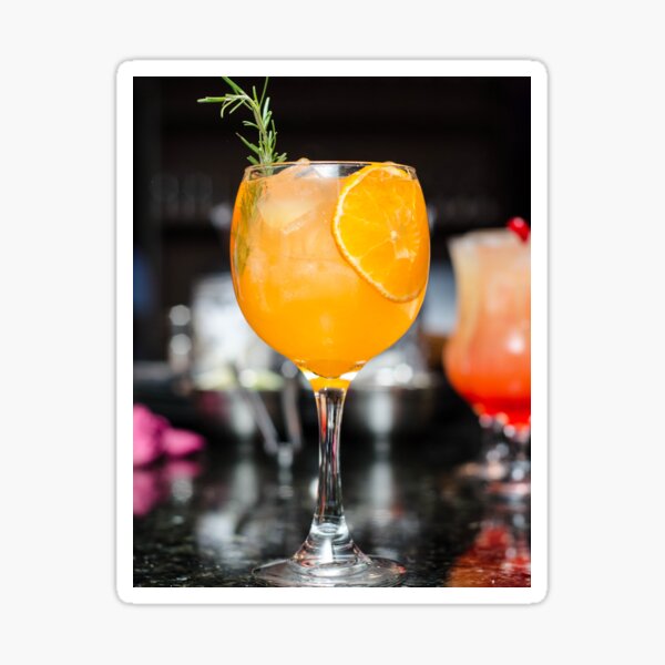"Orange Cocktail Drink Glass Party Summer Fruit Design" Sticker for ...