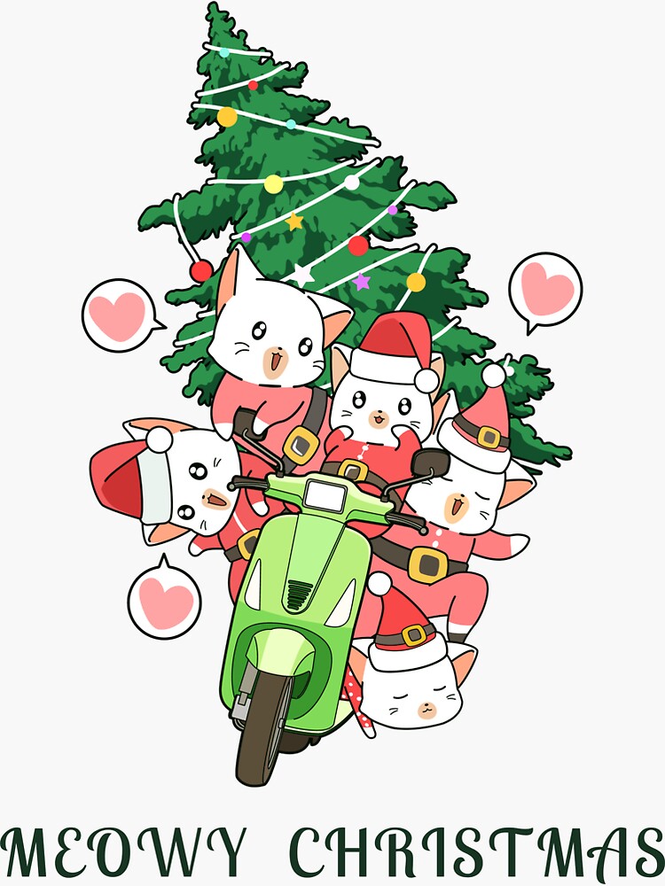 "Meowy Christmas" Sticker for Sale by DSC-Fashion | Redbubble