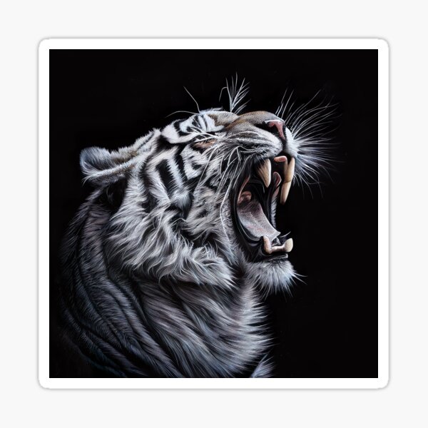 "Roaring Tiger Digital Art Animal Print Portrait" Sticker for Sale by ...